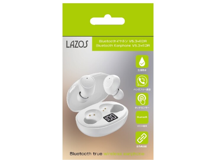 Lazos Bluetoothイヤホン V5.3 + EDR（丸形）ホワイト | LAZOS-LIFE